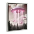 Glam UFO with Pink Beams Gray Framed Floater Canvas Wall Art, design by ...