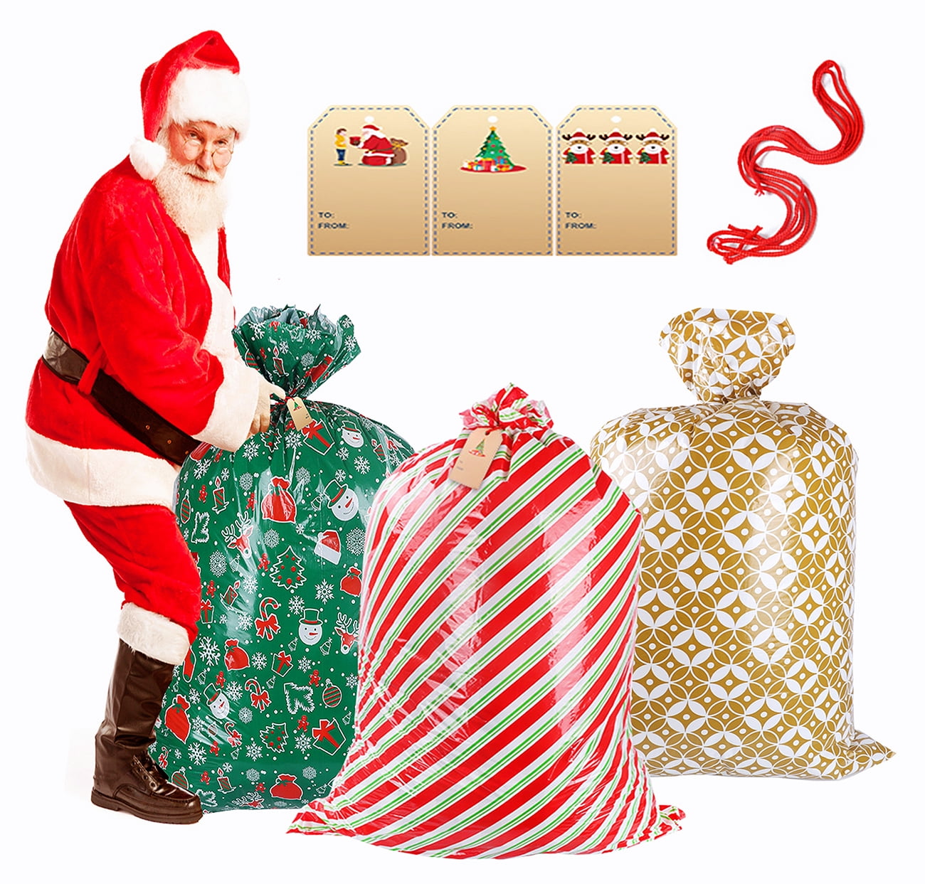Christmas Gift Bags Extra Large Santa Sacks Drawstring Christmas Bags ...