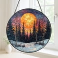 Stained Glass Style Winter Landscape Window Suncatcher, Fantasy Snow ...