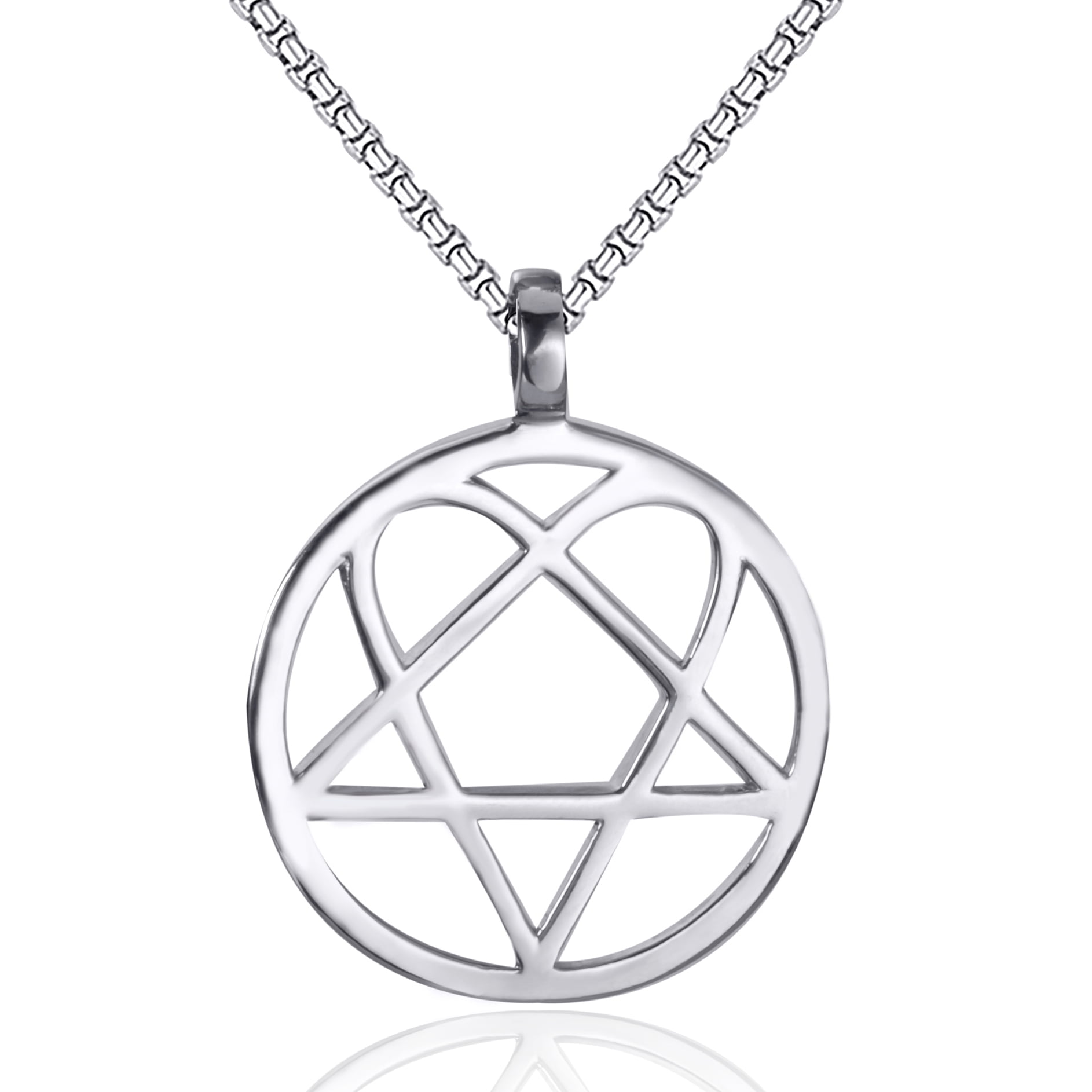 Heartagram Neckalce for Mens Womens Stainless Steel Pendant Necklace ...