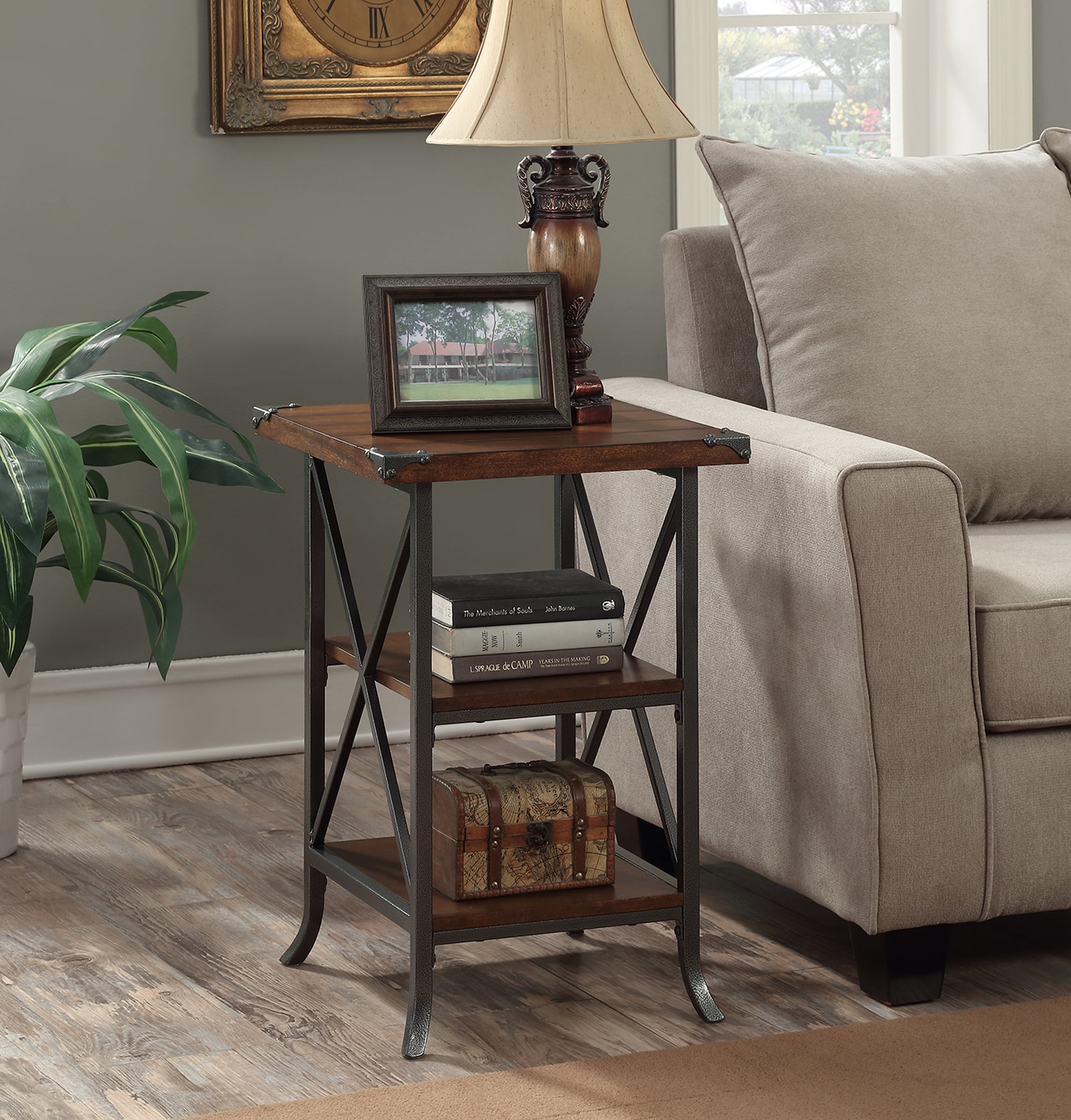 Brookline End Table, Dark Walnut - Walmart.com