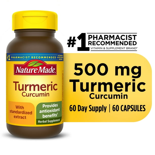 Nature Made Turmeric 500 mg Capsules, 60 Count - Walmart.com