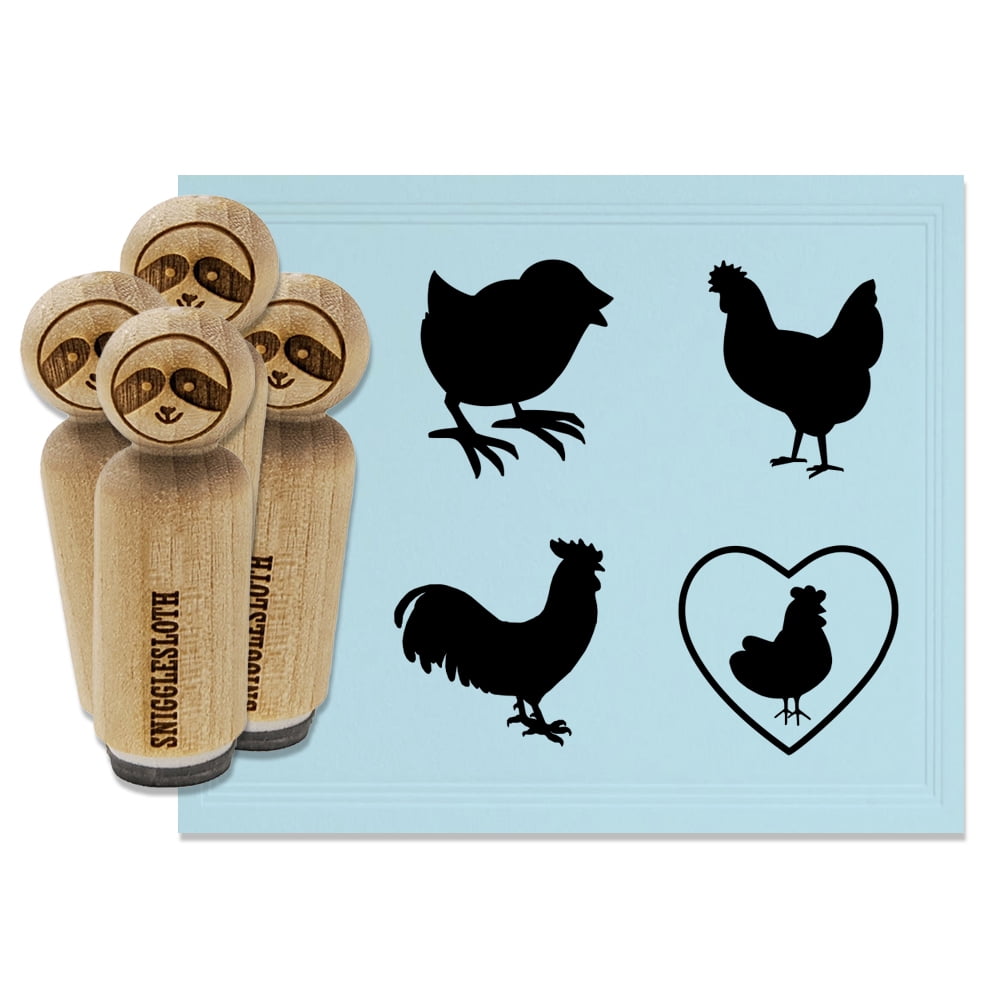 Chicken Rooster Baby Chick Egg Silhouette Rubber Stamp Set for ...