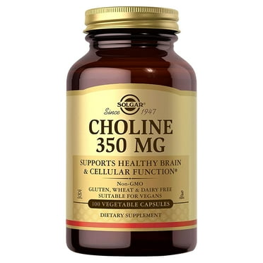 Solgar B Complex Choline 350mg, 100 Vegetarian Capsules for Brain ...