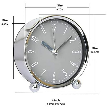 Cute 4 in Alarm Clock Small Table Clock Non-tick Round Silent Analog ...