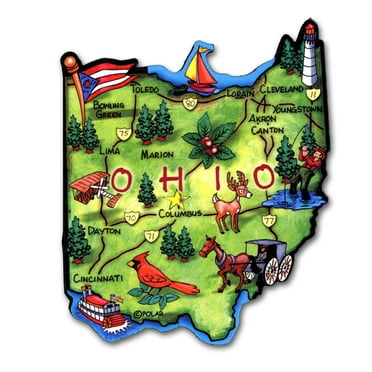 Ohio Map and Landmarks Collage Fridge Souvenir Collectible Magnet FMC ...