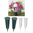 Pack of 2 Grave Vases with Foam and Bottom Fixing Part Plastic Base ...