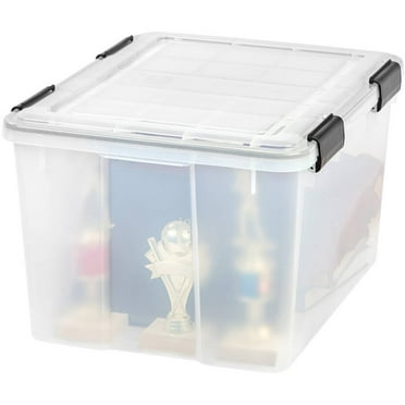 Storex Plastic File Tote Storage Box, Letter/Legal, Snap-On Lid, Clear ...