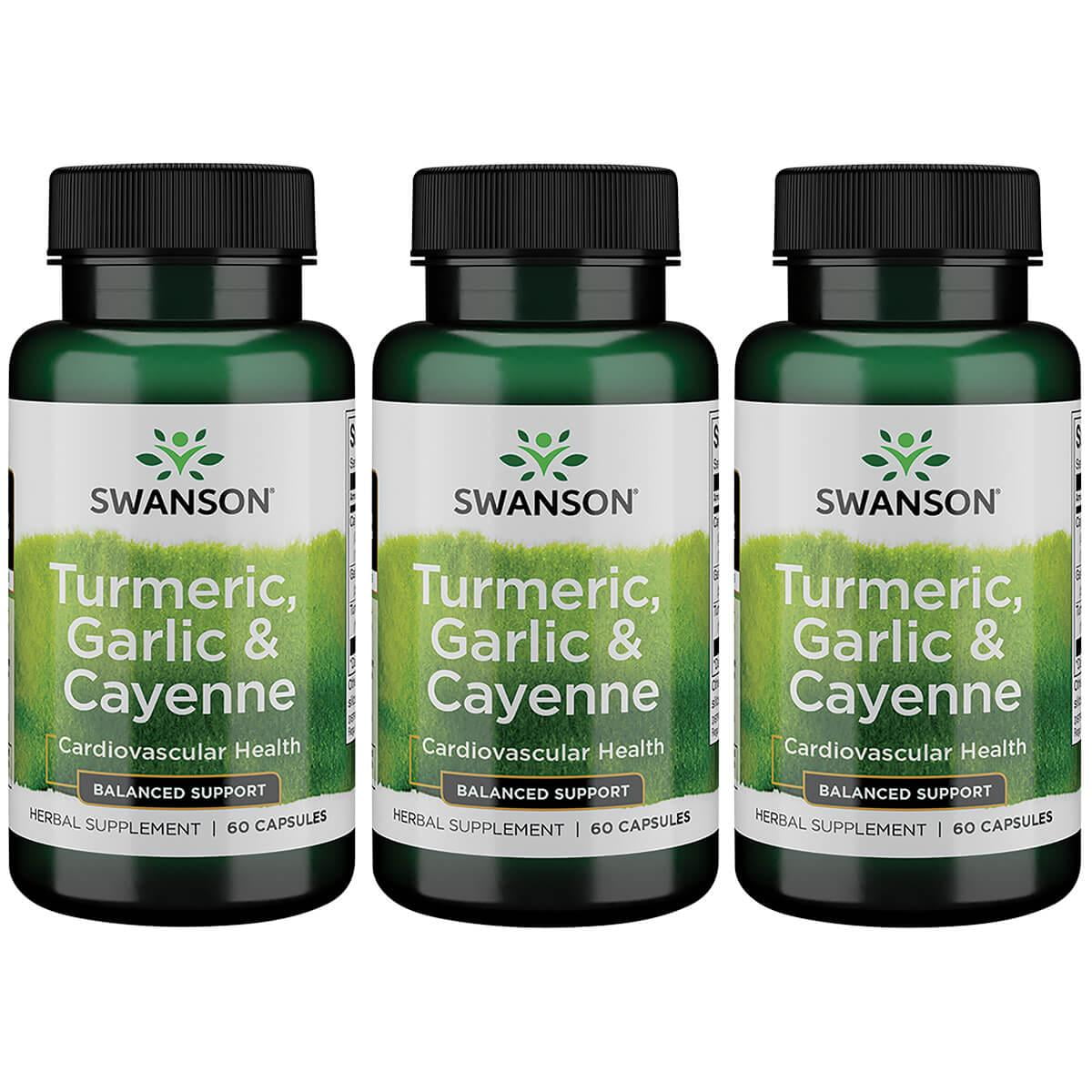 Swanson Turmeric, Garlic & Cayenne - Balanced Support 60 Caps 3 Pack ...