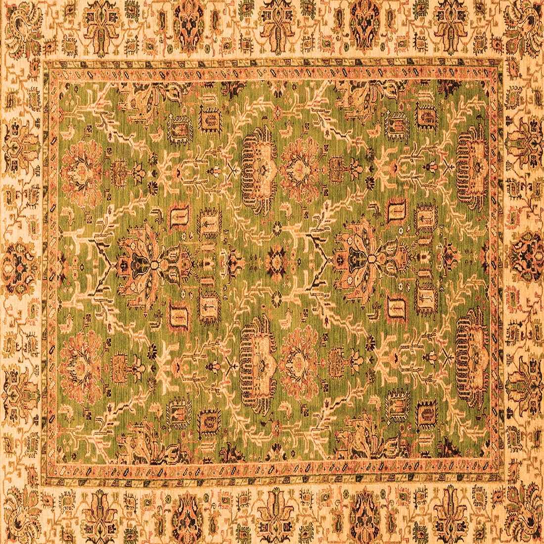 Ahgly Company Indoor Square Oriental Orange Traditional Area Rugs, 7 ...