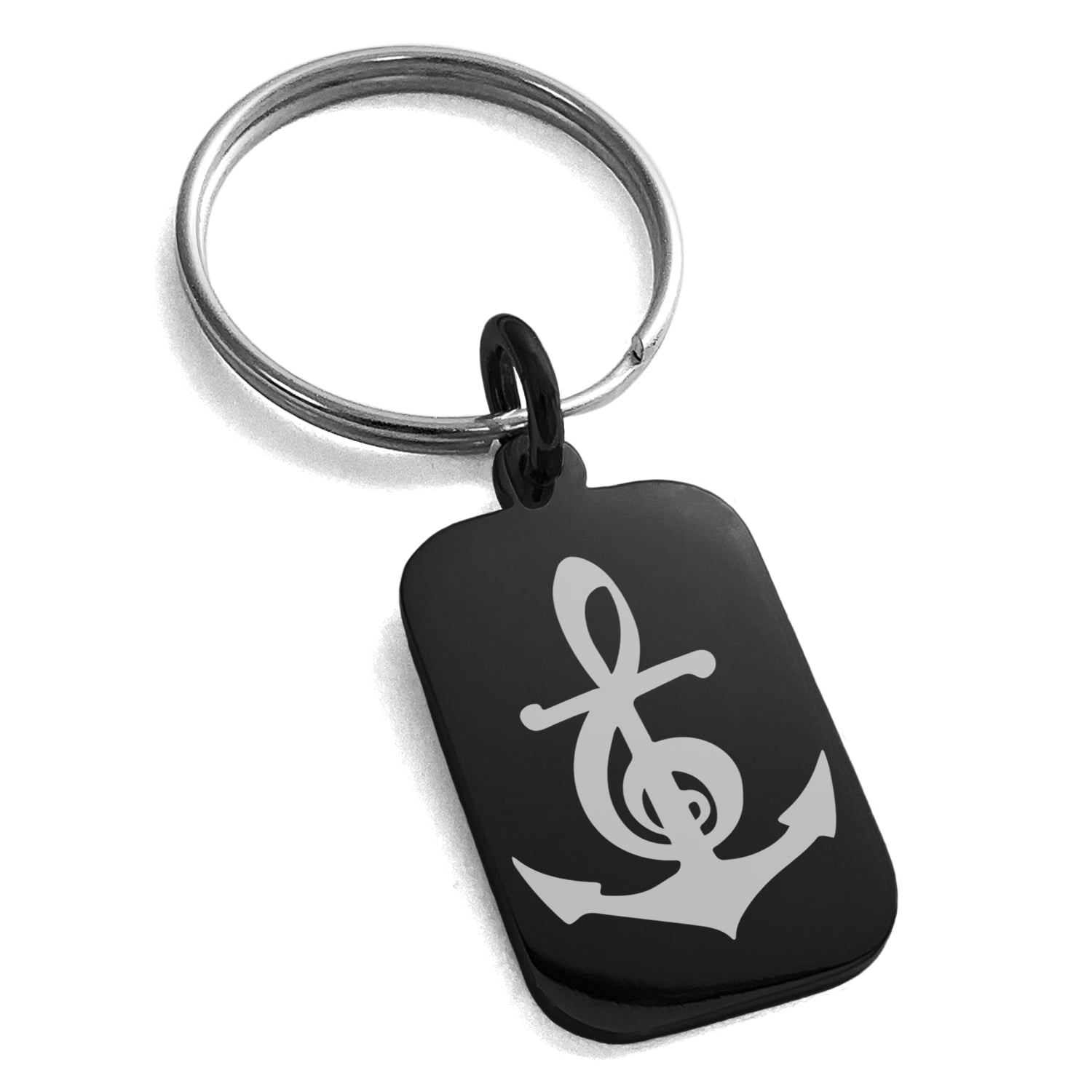 Stainless Steel Nautical Music Is My Anchor Treble Clef Engraved Small ...
