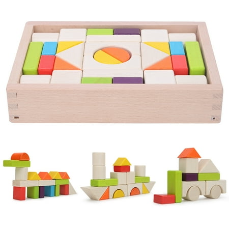 Building Blocks Toy, 30Pcs Stacking Bricks Wooden Blocks For Enhance ...