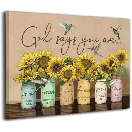 Scripture Wall Art Christian Bible Verses Canvas Wall Decor Sunflower ...