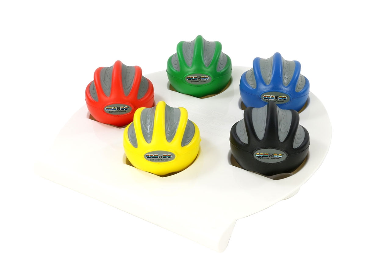 CanDo Digi-Squeeze Hand Exerciser with Stand, 5 Piece Set (Yellow, Red ...