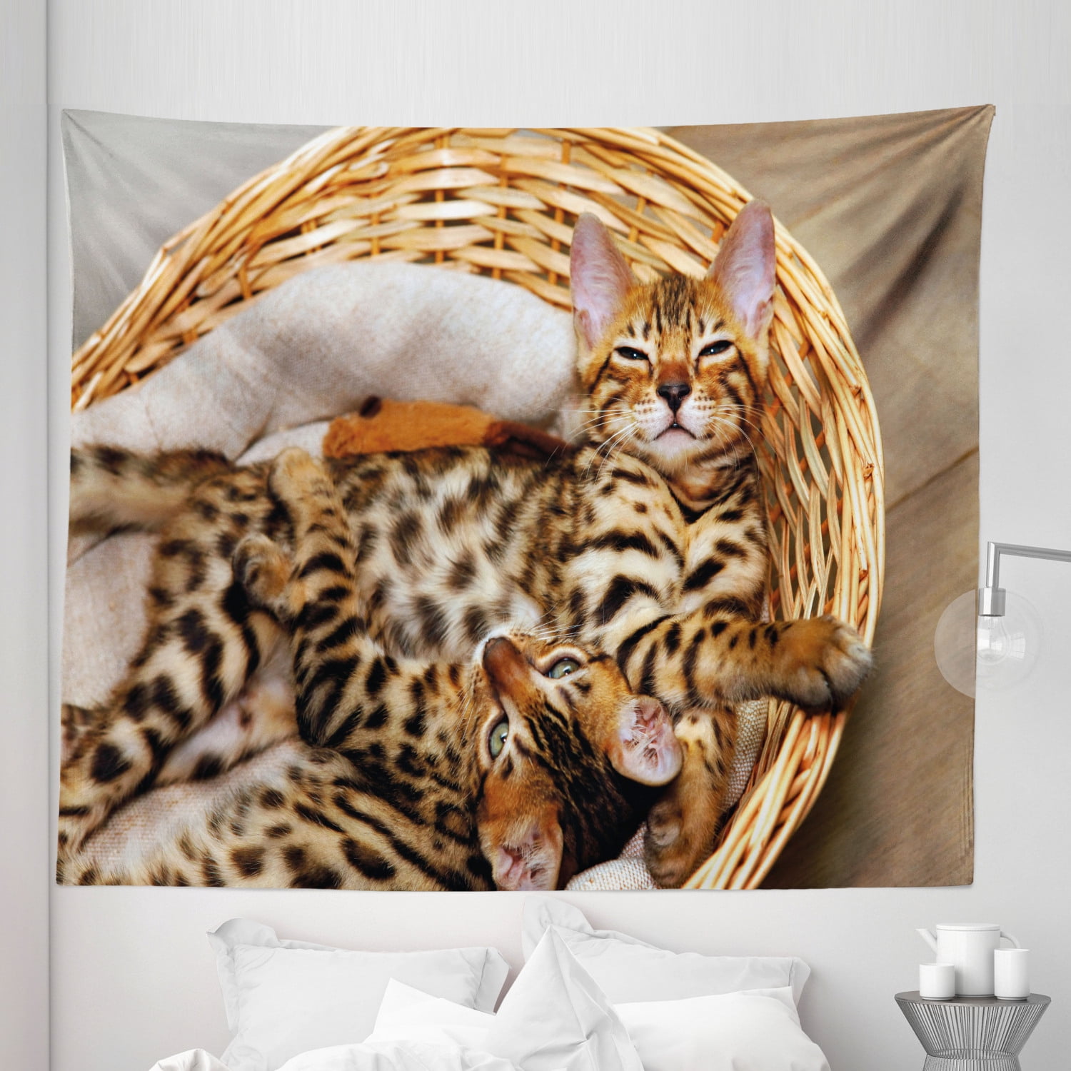 Kitten Tapestry, Little Bengal Cats in Basket Cuddly Purebred Kitties ...