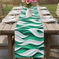 Green White Moire Table Runner - 70 Inch Long Modern Abstract Art ...