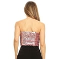 Fashion Womens Shiny Sequin Party Cropped Strapless Bandeau Stretch ...
