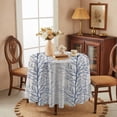 Abstract Blue Round Tablecloth 54 inches Tree Branch Pattern Waterproof ...