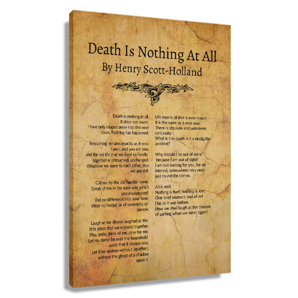 Death Is Nothing At All Poem Wall Decor Henry Scott Holland Quotes ...