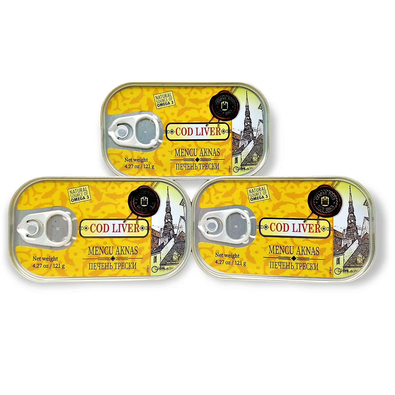 Old Riga Cod Liver Canned in Own Oil 4.27 Oz Natural Source of Omega-3 ...