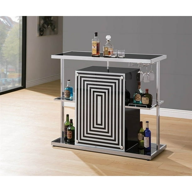 2-tier Bar Unit Glossy Black and White - Walmart.com
