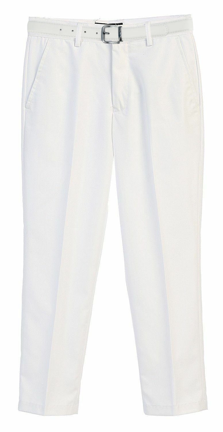 Boy's Slim Fit Belted Flat Front Slacks Waist Junior Kids White Dress ...