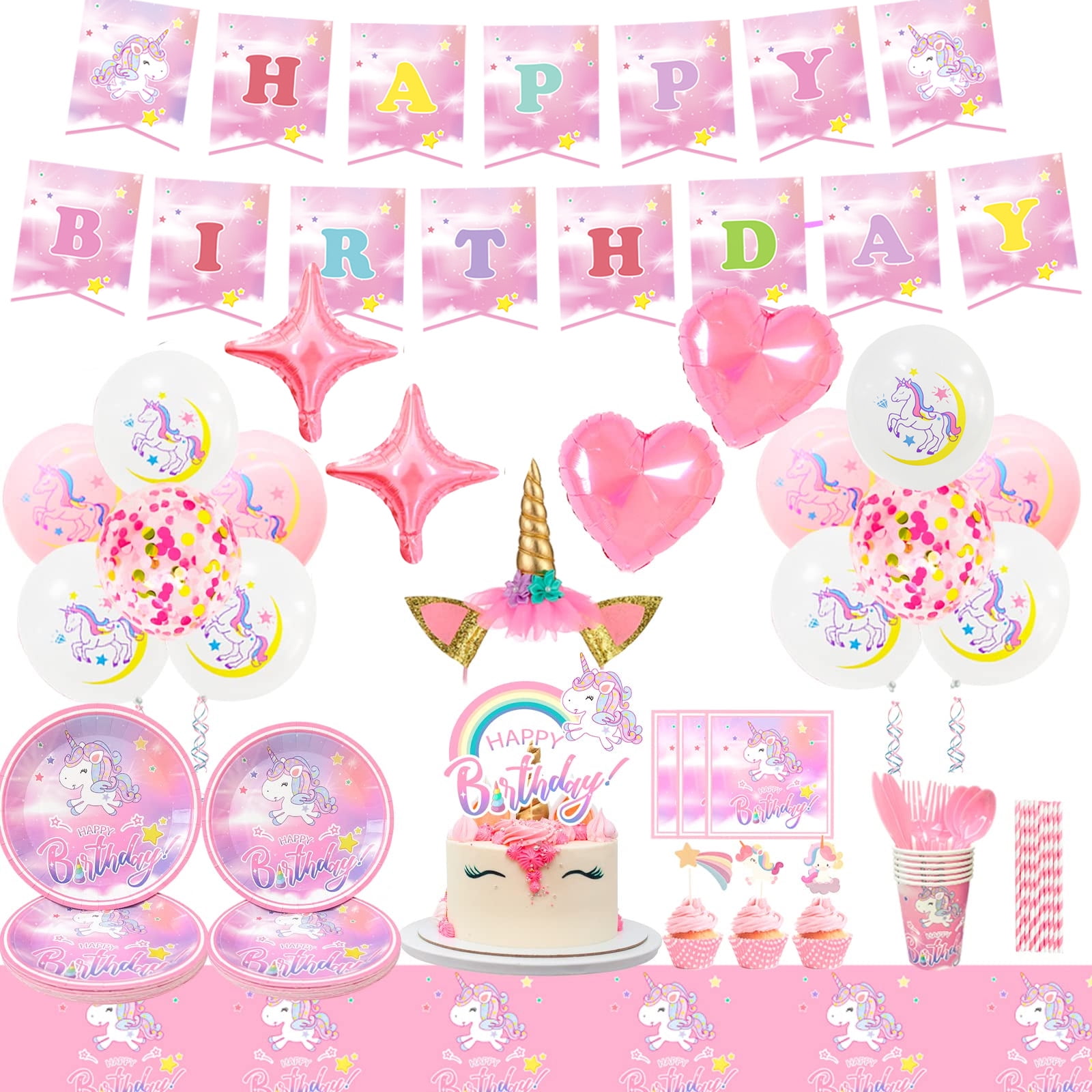 Click here for Elifjoydeco Unicorn Birthday Decorations  180pcs U... prices