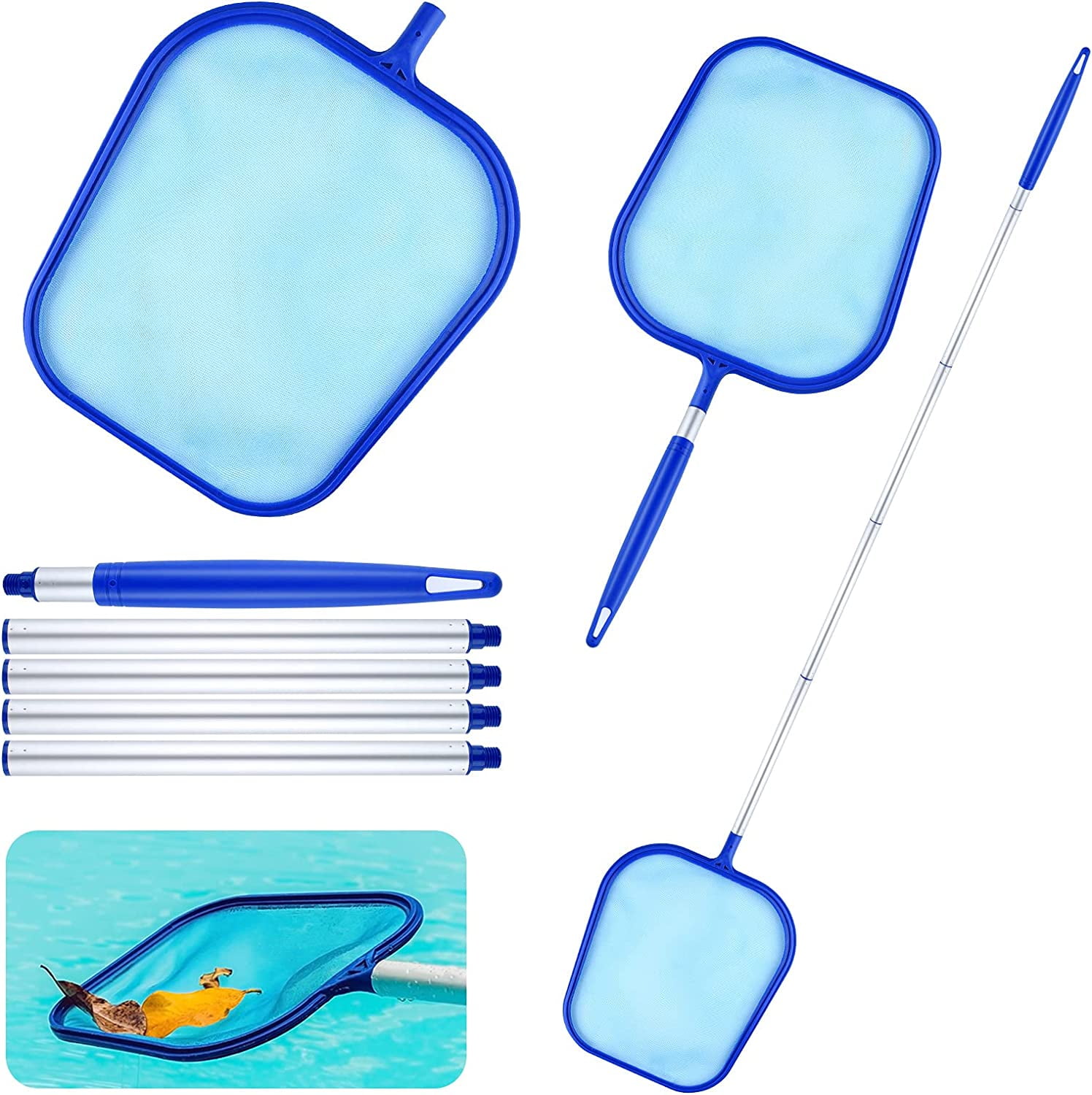 Pool Skimmer Net Swimming Pool Cleaner Pool Supply Adjustable Aluminum ...