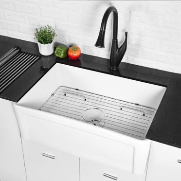ALFI brand AB536-W White 36" Smooth Apron Single Bowl Fireclay Farm ...