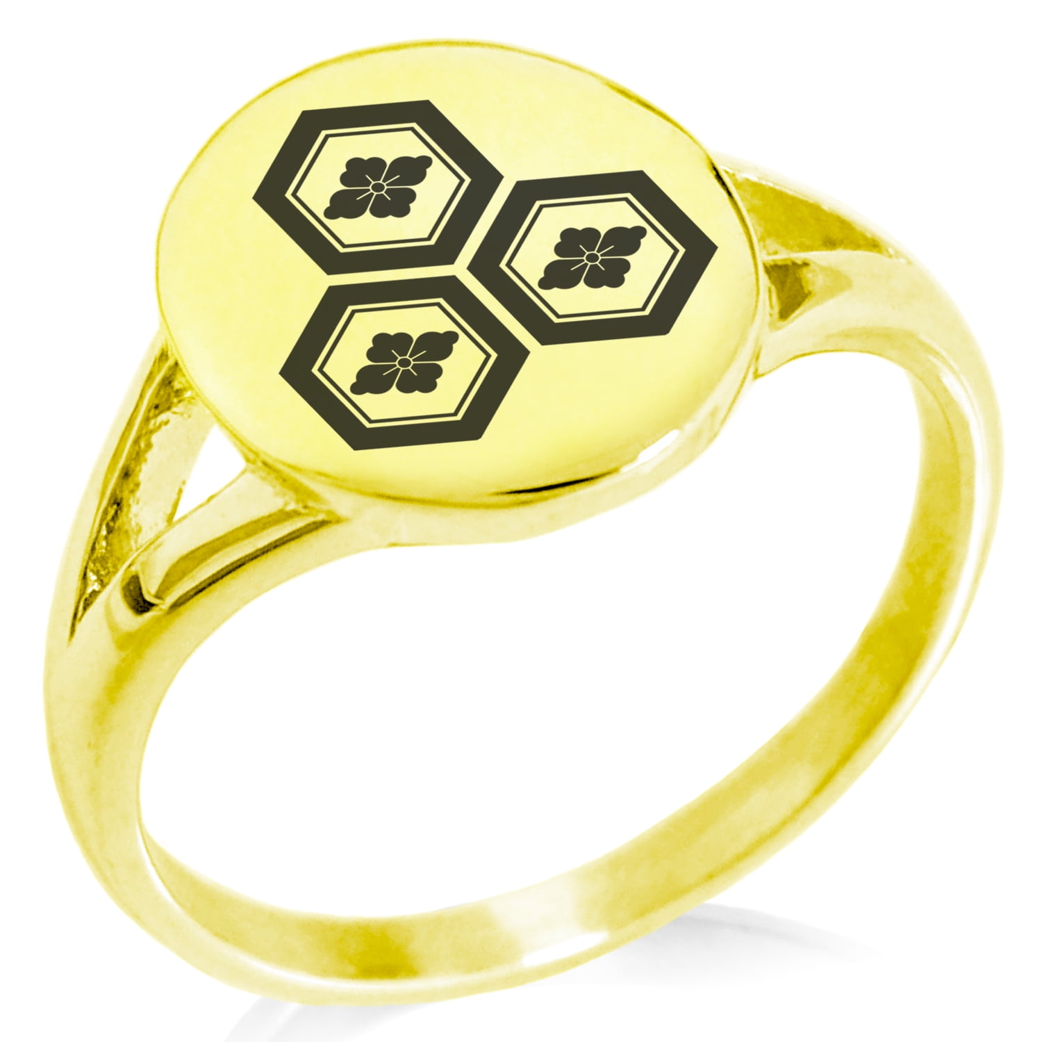 Stainless Steel Asai Samurai Crest Minimalist Oval Top Polished ...