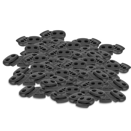 Noref 300PCS Spring Cord Locks Black Nylon Double Holes Cord Ends ...