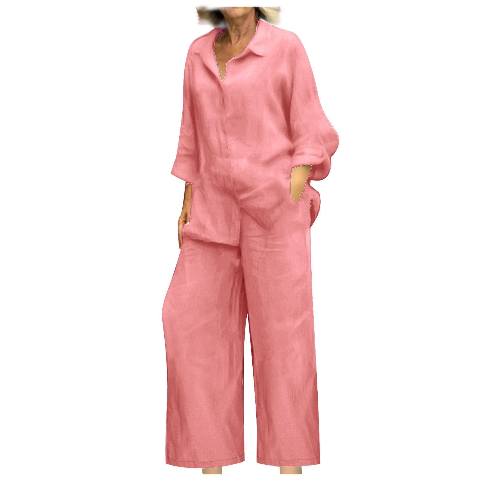 Click here for Aherbiu Plus Size Cotton Linen Sets For Women Long... prices