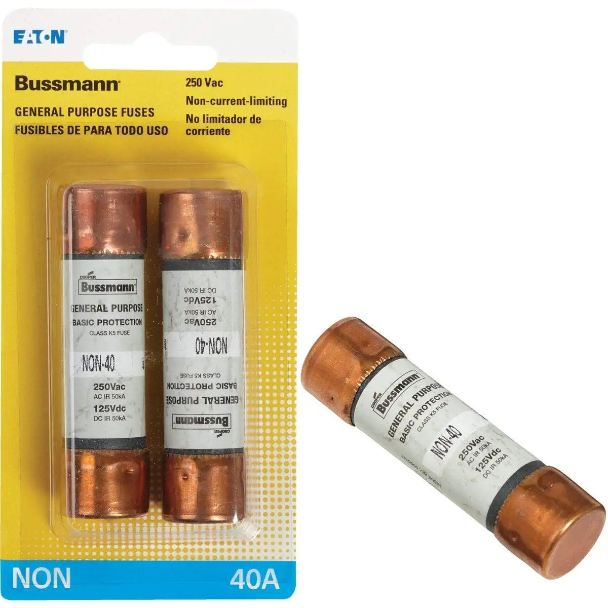Bussman BP/NON-40 40 Amp 250 Volt Fast Acting Cartridge Fuses 2 Count ...
