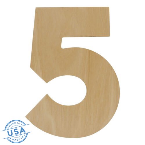 Wooden Number 5 Cutouts 12", Pack of 5 Wooden Numbers for Wall Decor ...