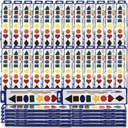 18 Set Bulk Watercolor Paint Pack with Wood Brushes 12 Washable Colors ...