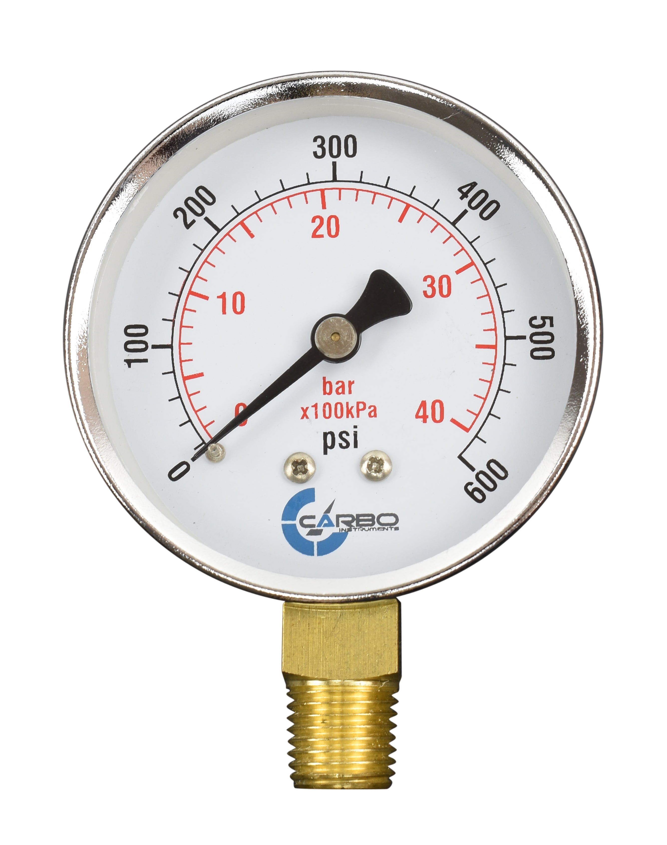 CARBO Instruments 2- 1/2" Pressure Gauge, Chrome Plated Steel Case, Dry ...