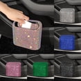 AQCW Car Trash Can Glitter Rhinestone Bling Pressing Square Can Storage ...