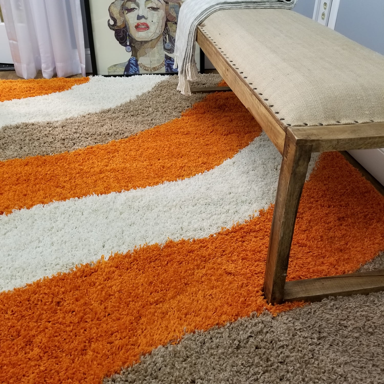 Maxy Home Bella Striped Multicolor 6 Ft 7 In X 9 Ft 3 In Shag Area