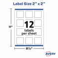 Avery Glossy Printer Square Labels, 2" x 2", Permanent Adhesive, White ...