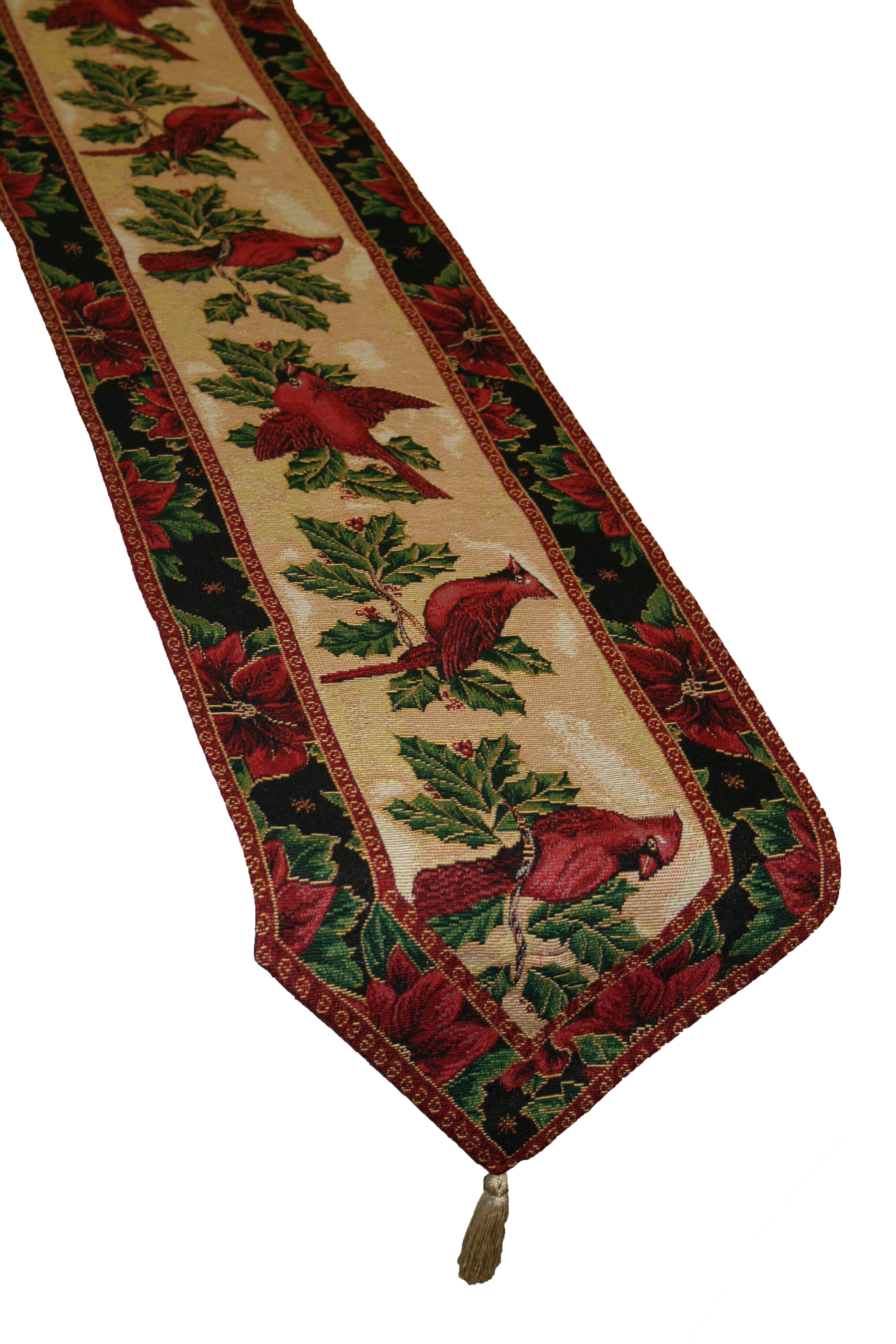 Decorative Christmas Cardinal Design Tapestry, 13" X 70" Table Runner ...