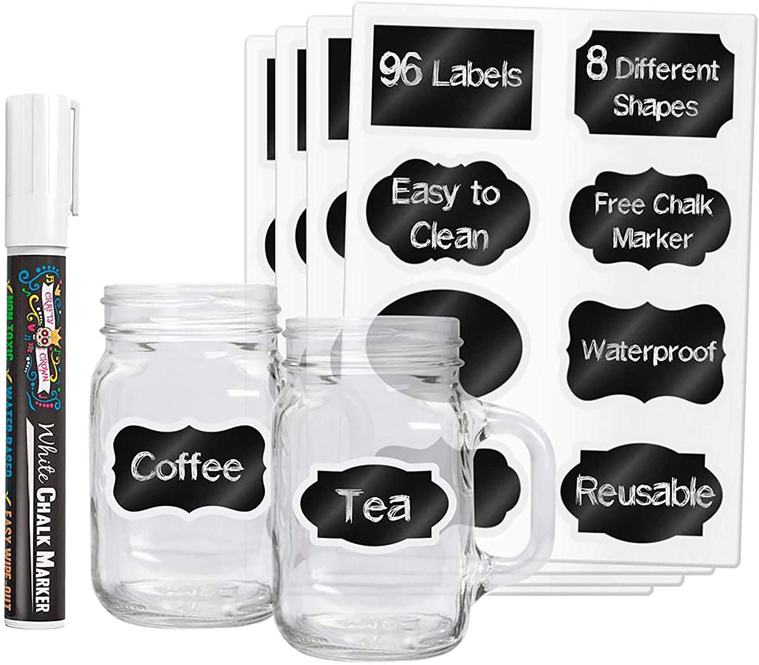 VersaChalk Chalkboard Labels, Vintage Shapes - Set of 42 Labels w ...