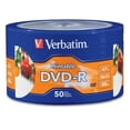 Verbatim 50 Pack Recordable DVD-R Disk, 16X 4.7GB, White Inkjet Hub ...