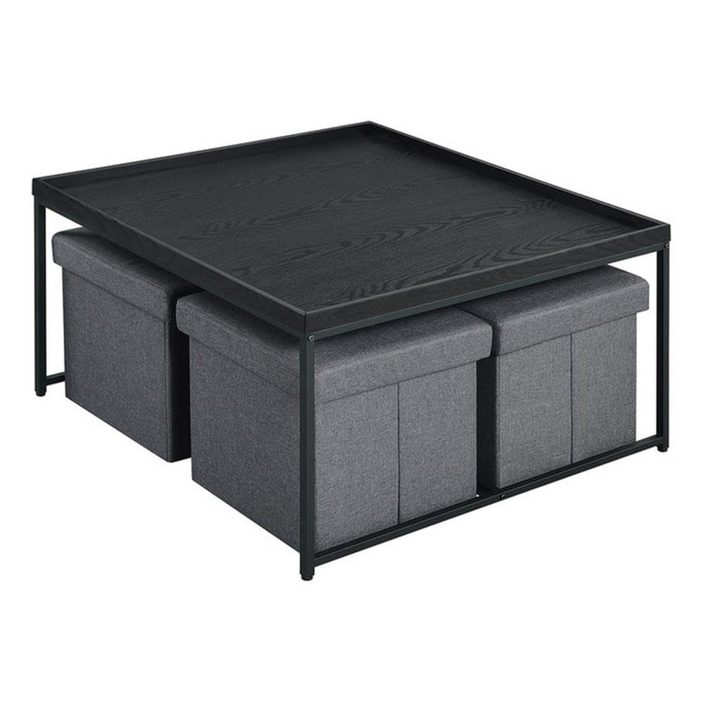 Juego de mesa de café Lilola Home Vinny Black Wood Vrain, 5 piezas ...