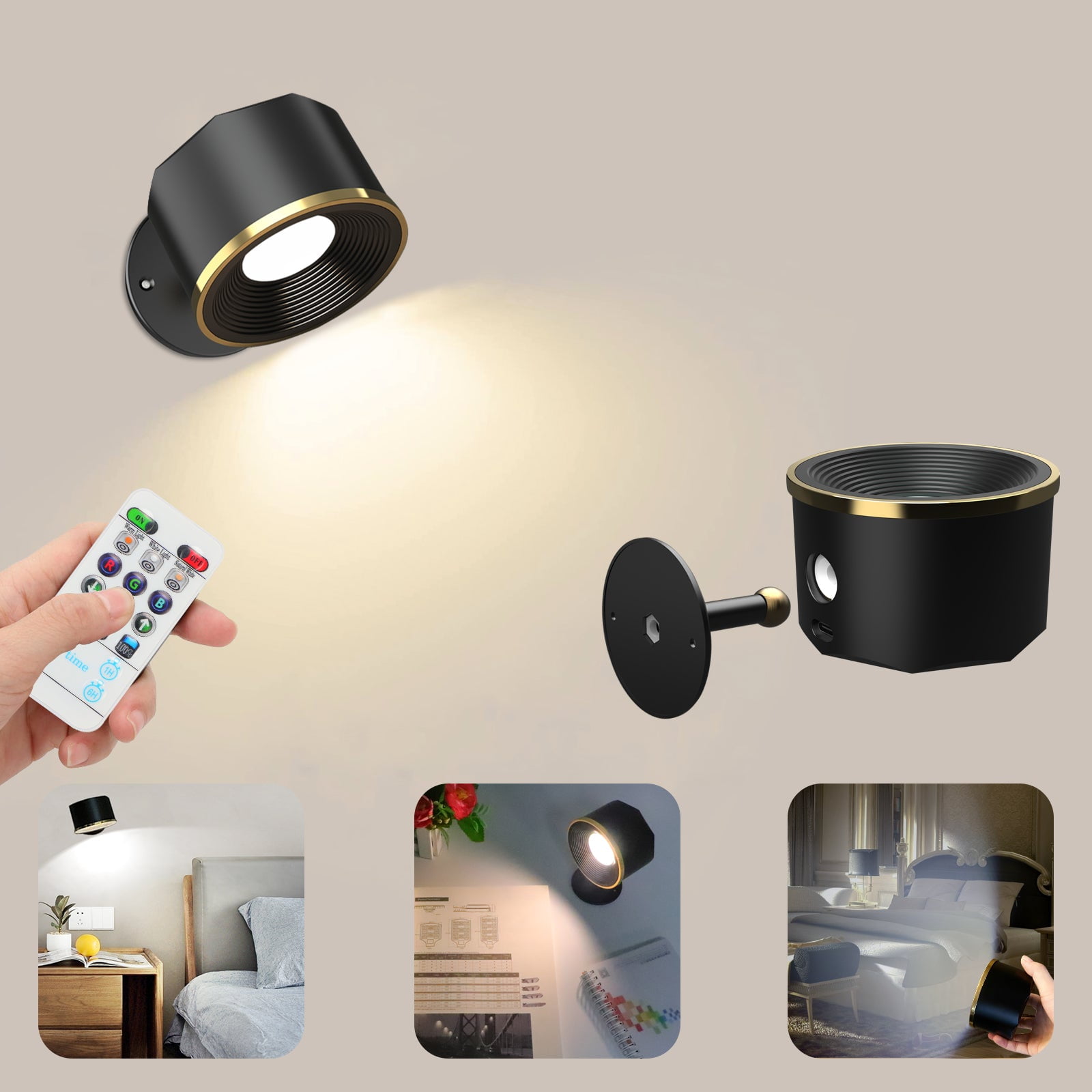 Moobibear LED Magnetic Wall Light(2 Pack) , Rechargeable Wireless ...