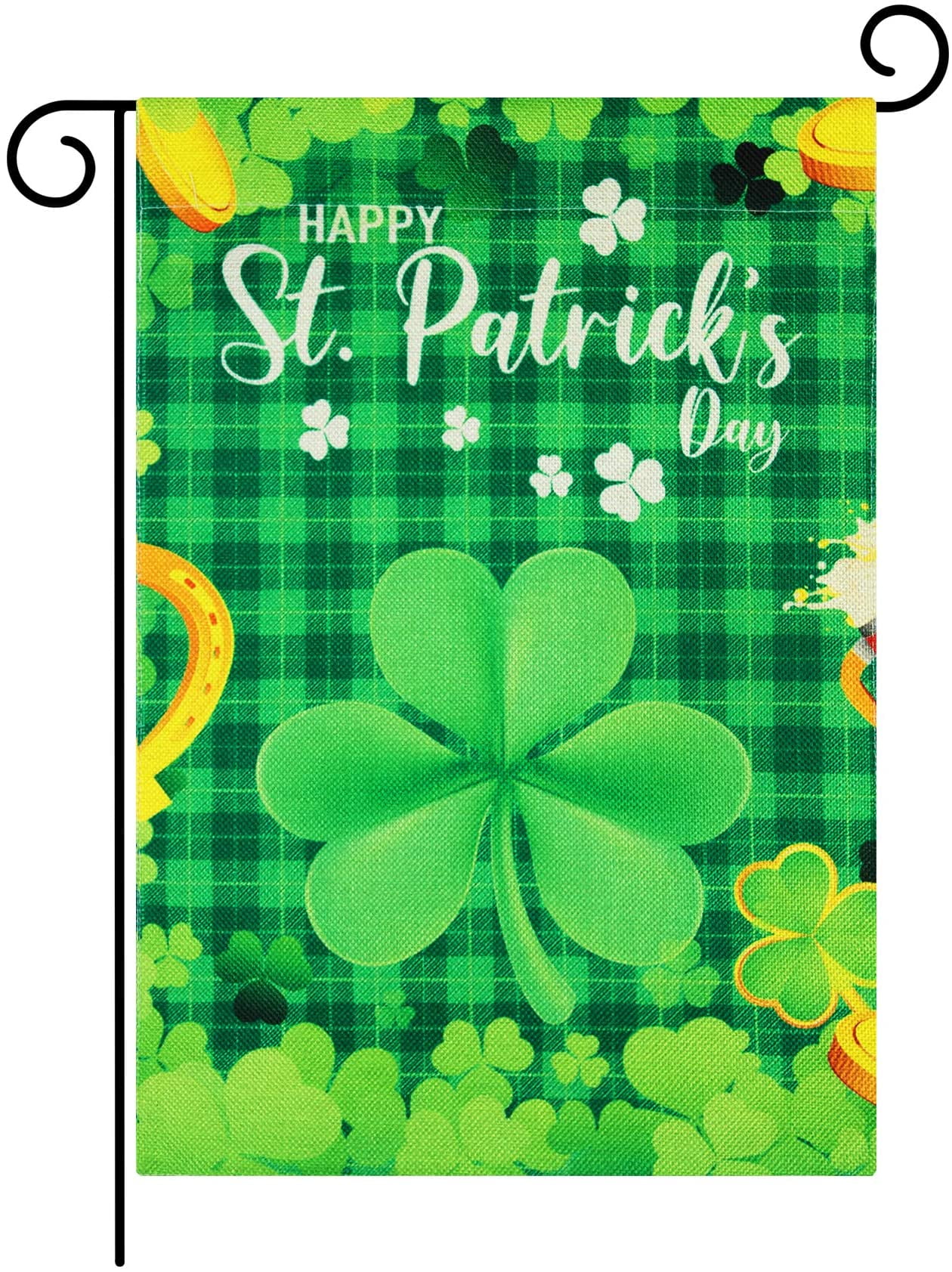Happy St Patrick's Day Garden Flag, Welcome Shamrock Garden Flag ...