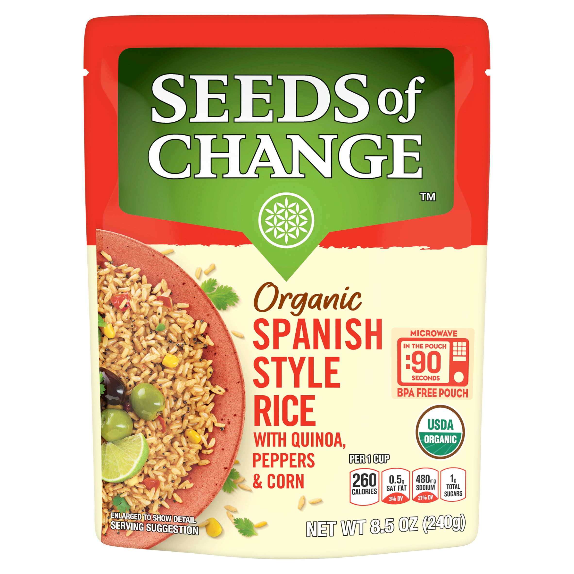 SEEDS OF CHANGE Certified Organic Spanish Style Rice, 8.5 oz. pouch ...