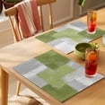 Abstract Graffiti Art Placemats Set of 2, Green Grey Geometric Painting ...