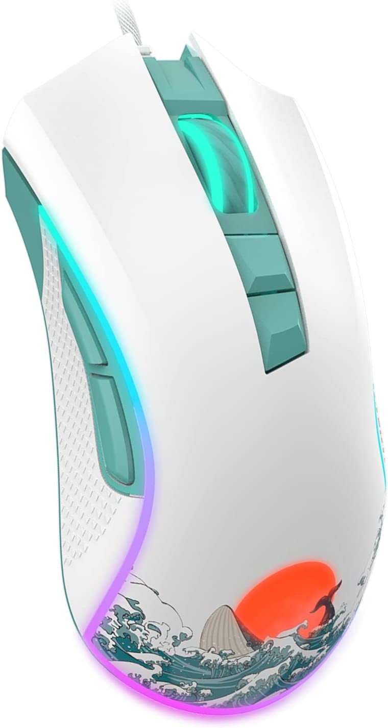 XVX Wired Gaming Mouse,Coral Sea Theme RGB Backlighting Mouse G705 ...