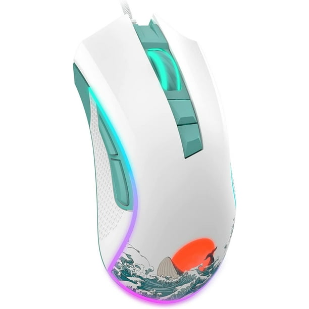 XVX Wired Gaming Mouse,Coral Sea Theme RGB Backlighting Mouse G705 ...