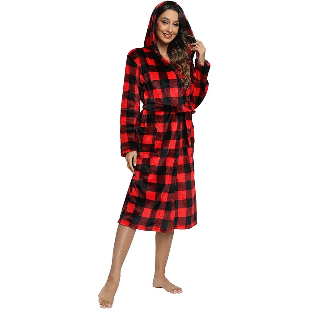 HEARTNICE Womens Robes, Fleece Kimono Long Bathrobe, House Coat ...